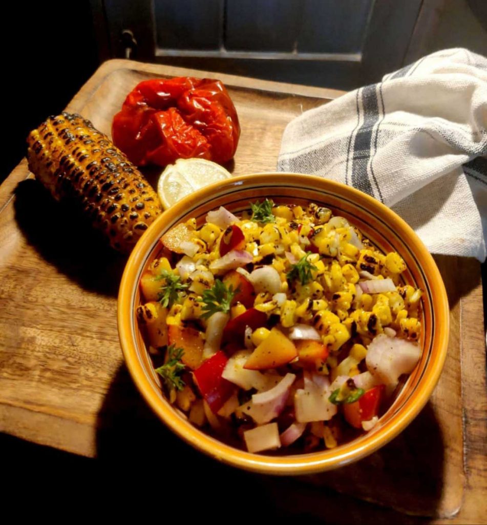Corn plum salad